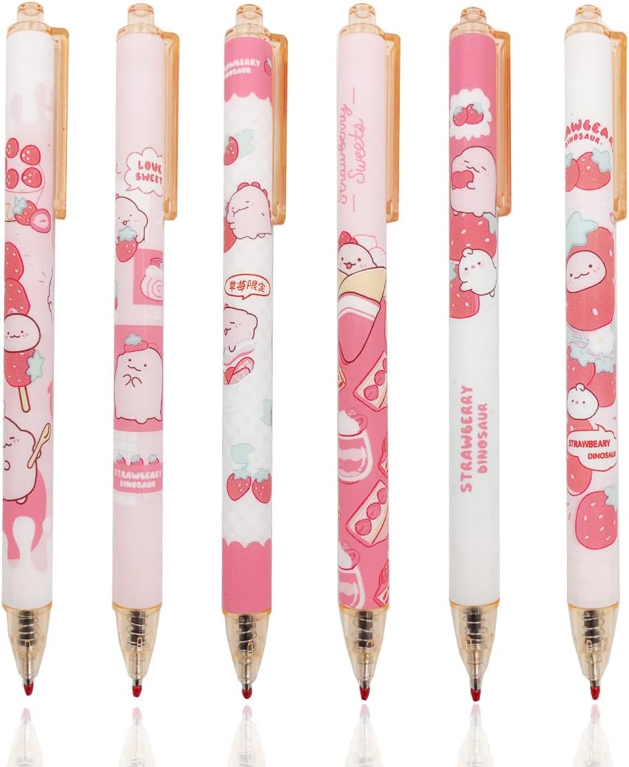 Amazon.com: Cute Pens, 6Pcs Kawaii 0.5 mm Black Gel Ink Pens Fine Point ...