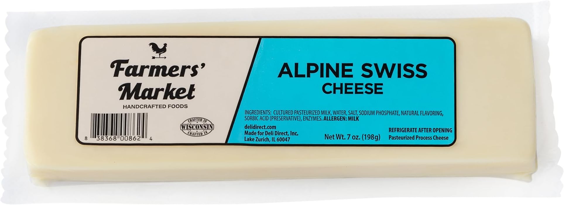 Amazon.com: Farmer's Market, Alpine Swiss, Cheese Block, 7oz, All ...