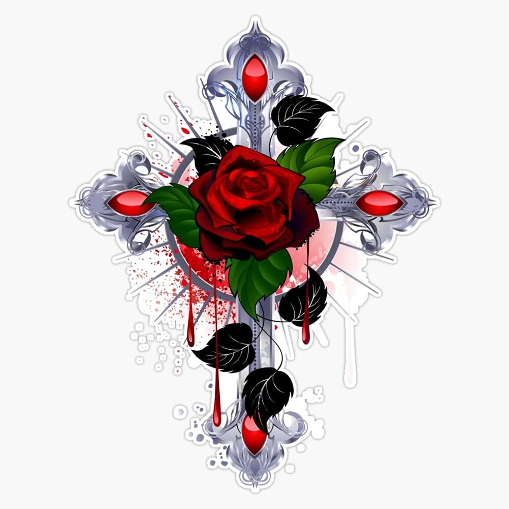 Amazon.com - EB Store EBSTORE-STICKERS-033 Neotraditional Rose In Red ...