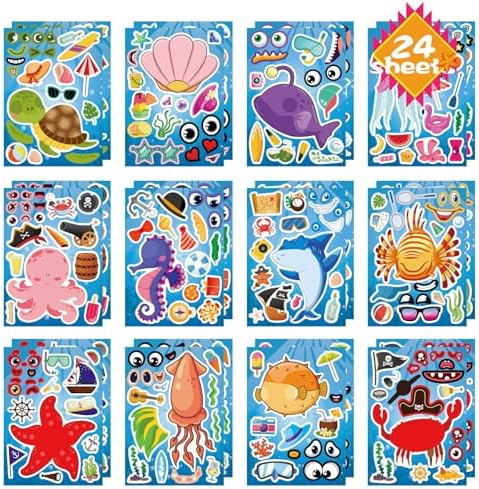 Amazon.com: 24 Sheets Ocean Stickers for Kids, Make Your Own Sea Animal ...