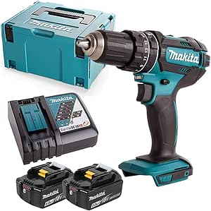 Makita Taladro combinado DHP482 LXT de 18 V con 2 baterías de 6.0 Ah, cargador, estuche e ...