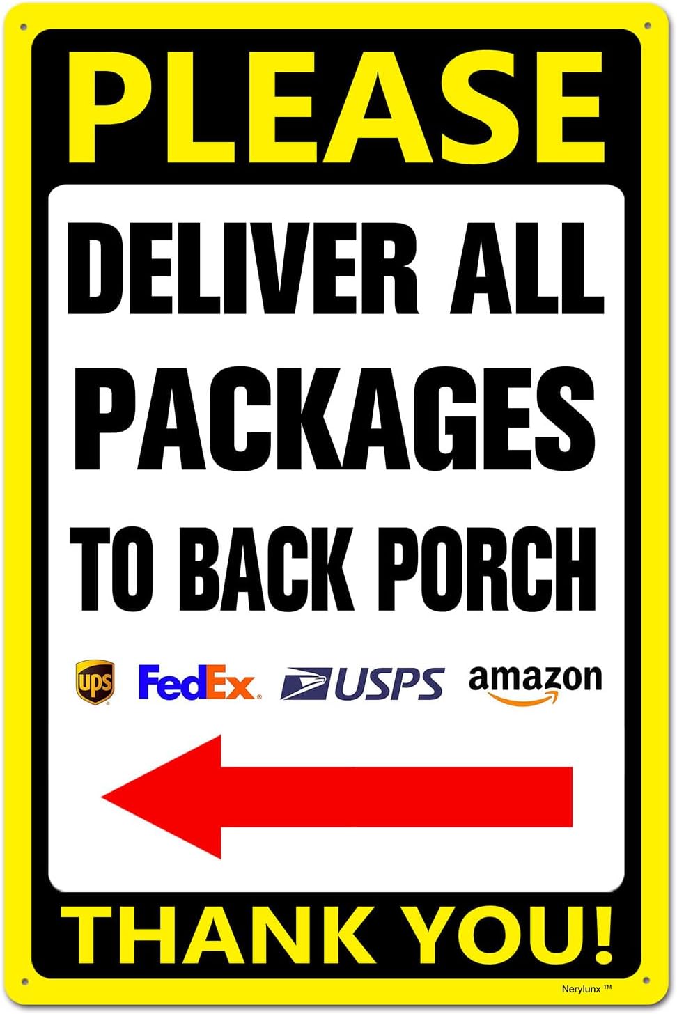 Amazon.com: Nerylunx Deliver All Packages to Back Porch with Left Arrow ...