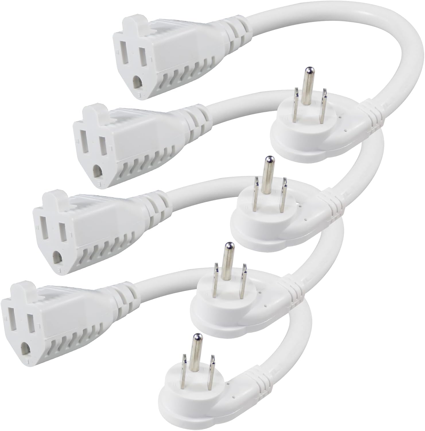 Flat Plug Short Power Extension Cord - 6inch Low Profile Flat Head 3 ...