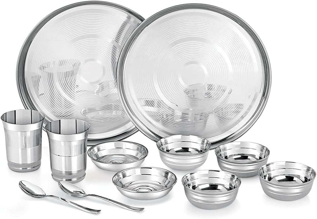 Attro 6 Pieces Smart Stainless Steel Dinnerware/Dinner Set - 1 Thali, 1 ...