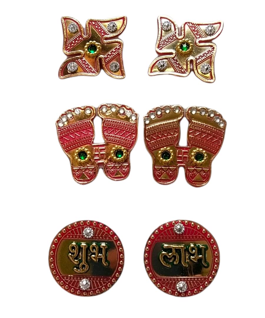 Buy Shubh Labh,Lakshmi Feet,Hindu Swastika Acrylic Showpiece Door ...