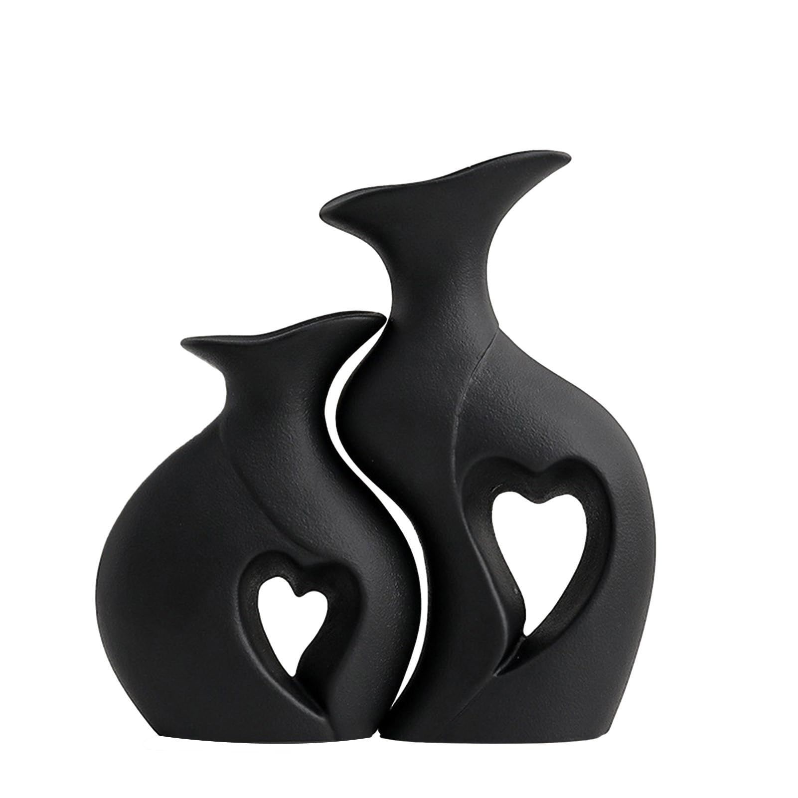 Heart Shaped Vase Set of 2, Unique Minimalist Vase Sculptures Ceramic ...