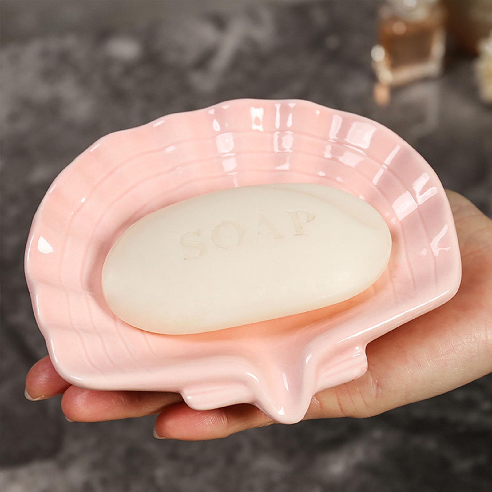 Amazon.com: Ceramic Soap Holder, Sea-Shell Soap Tray with Self Draining ...