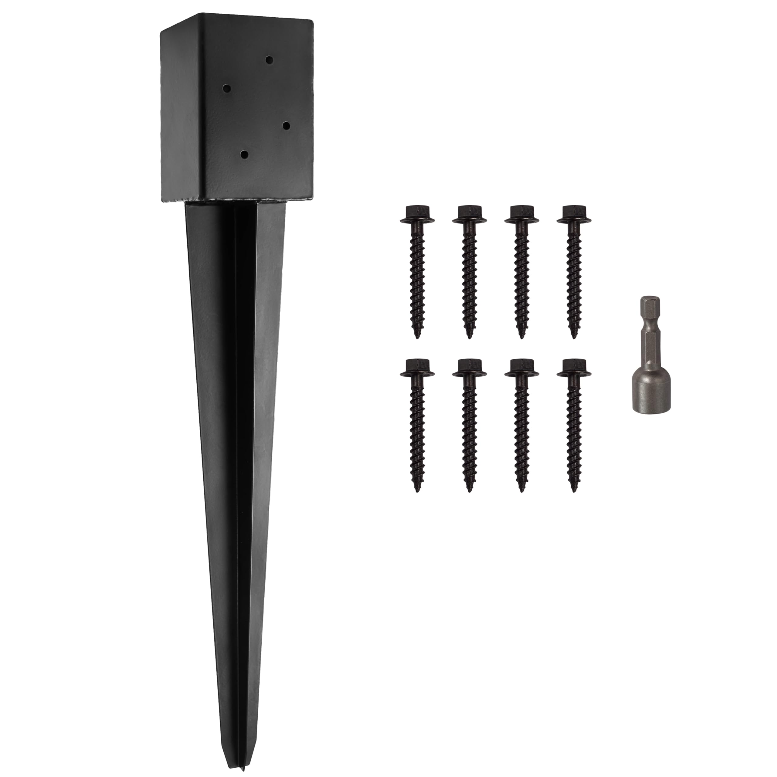 Snapklik.com : 4x4 Fence Post Anchor 24 Black Powder Coated Metal ...