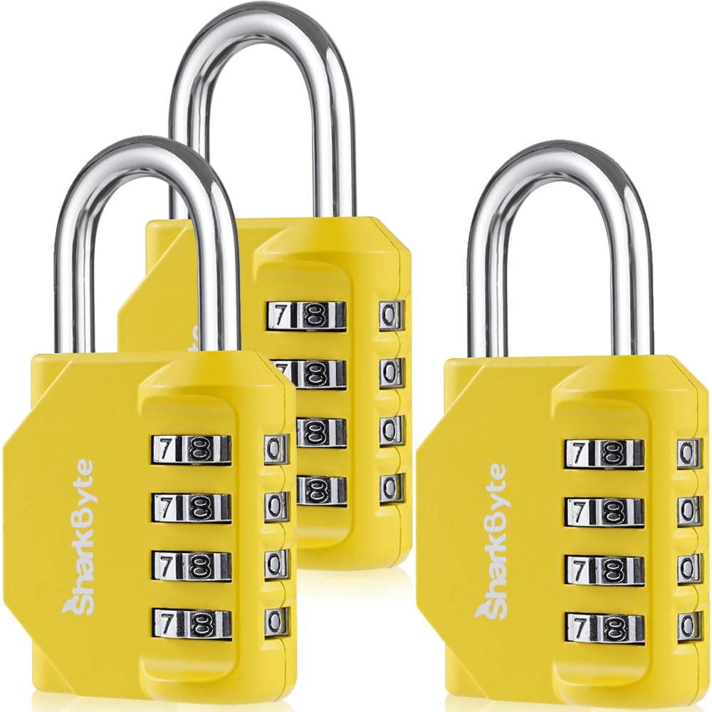 SharkByte Combination Padlock, 4-Dial Heavy Duty Combination Lock ...