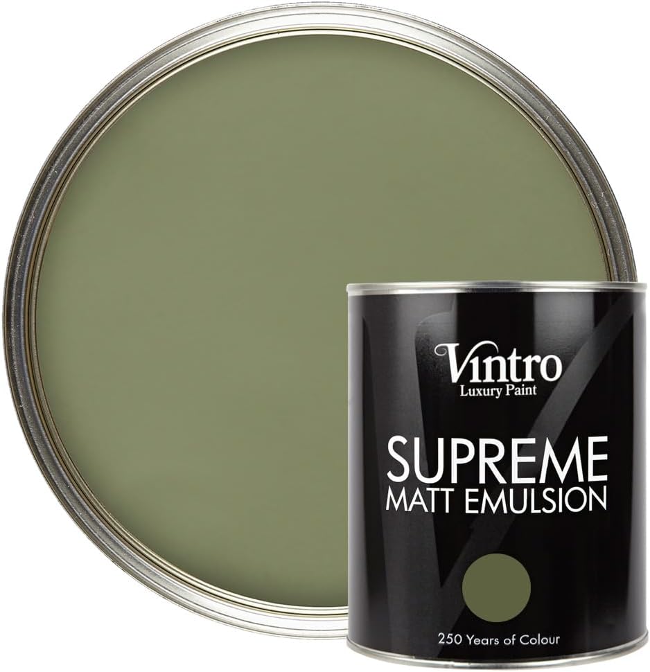 Vintro | Olive Green | Luxury Matt Emulsion | Smooth Chalky Finish ...