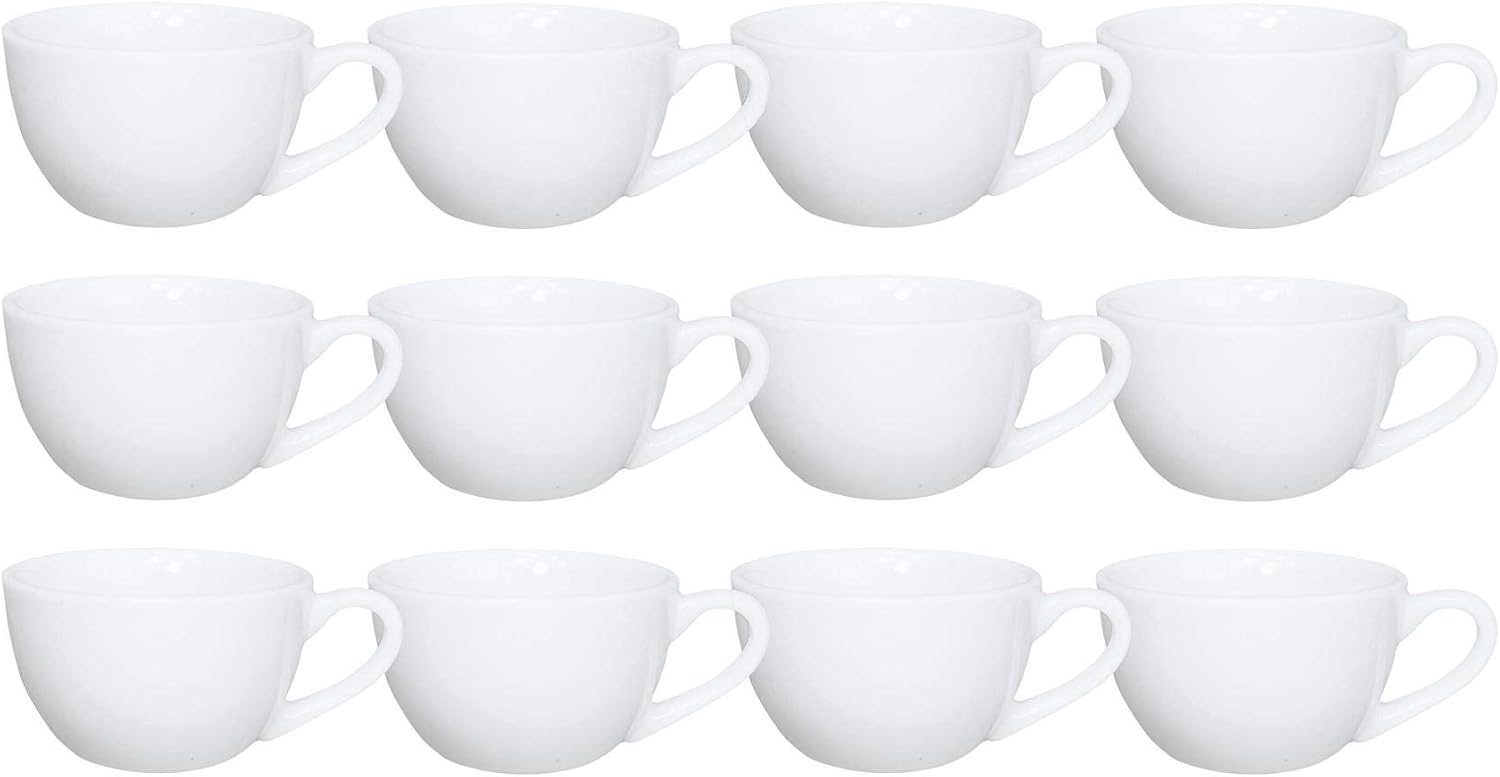 White Ceramic Small Cappuccino Cups 225ml – Set of 6 or 12 – Mugs for ...