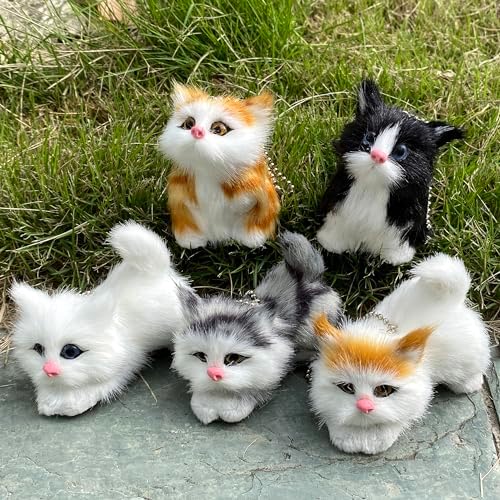 Amazon.com: Basuo-9Q Realistic Furry Baby Calico Cat Figurine ...