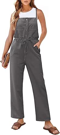 Amazon.com: luvamia Overol para mujer, estilo casual, holgado, pierna ...
