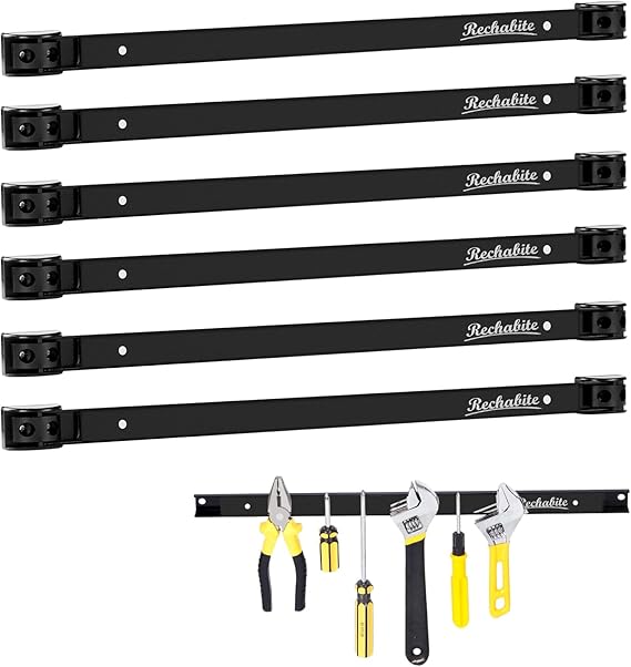 Amazon.com: Rechabite 6 Pieces 18" Magnetic Tool Holder Strip, Black Magnet Bar, Metal Tool ...
