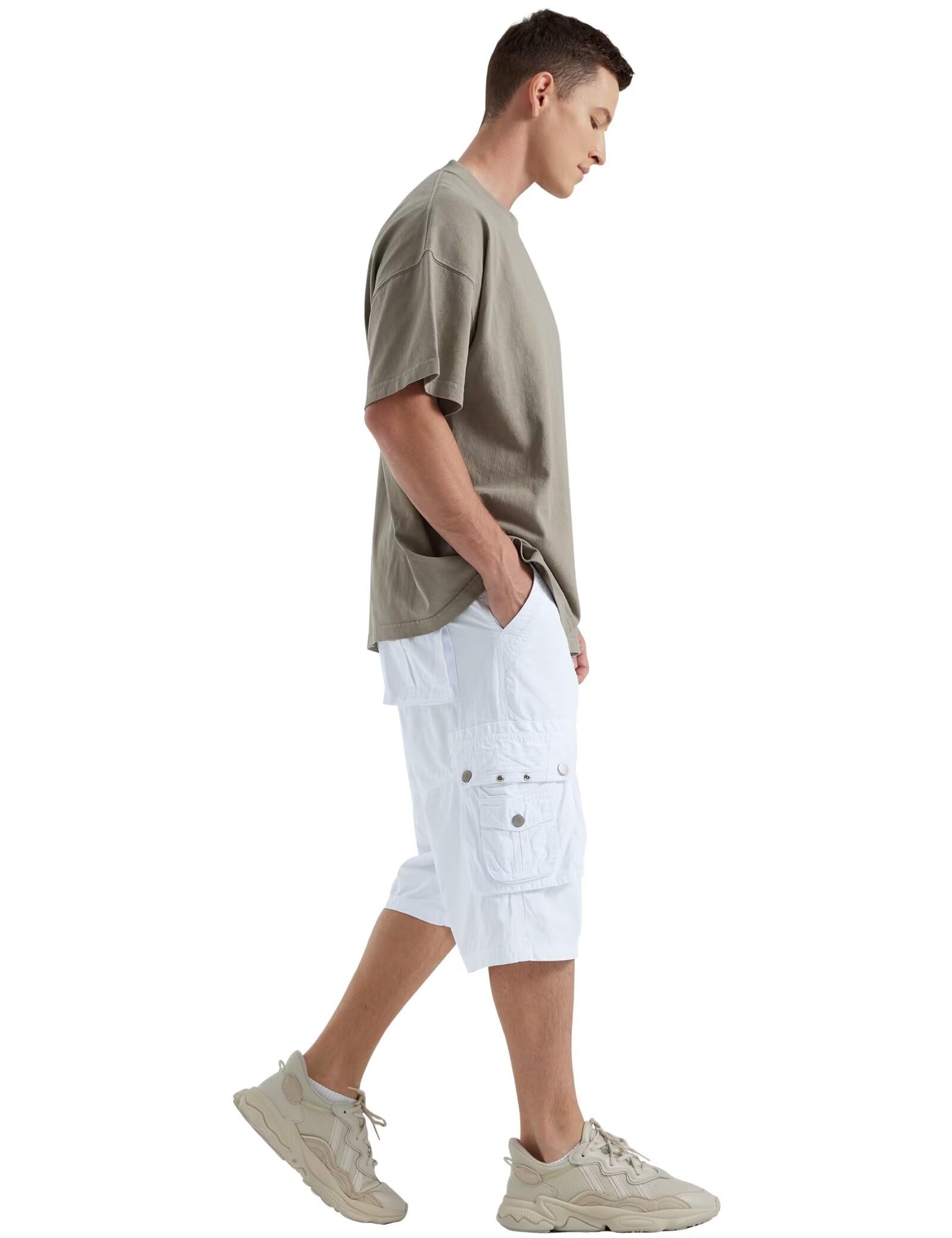 Snapklik.com : Mens Long Cargo Shorts Below Knee 13 Inch Inseam Capri ...