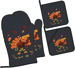 Amazon.com: Thanksgiving Fall Turkey Oven Mitts and Pot Holders Sets ...