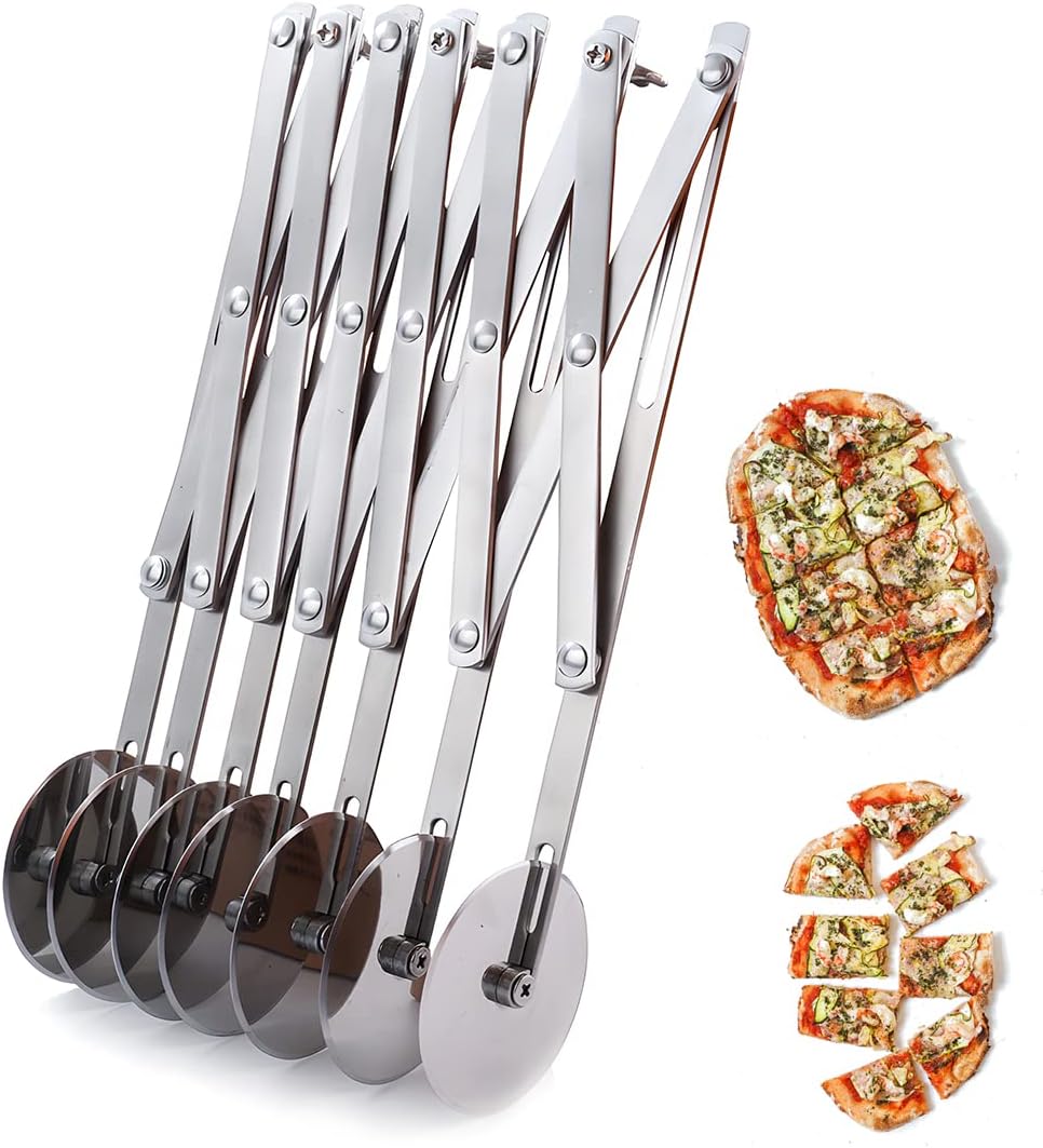 Amazon.com: 5 Wheel Pastry Cutter, Stainless Pizza Slicer, Expandable ...