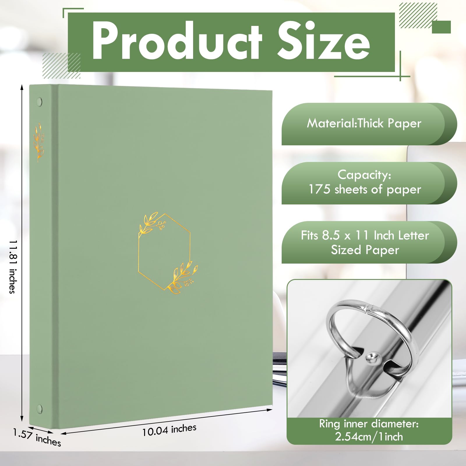 Decorative Binder Set Of 6 s Sturdy 1 Inch Sage Green Binder Fits ...