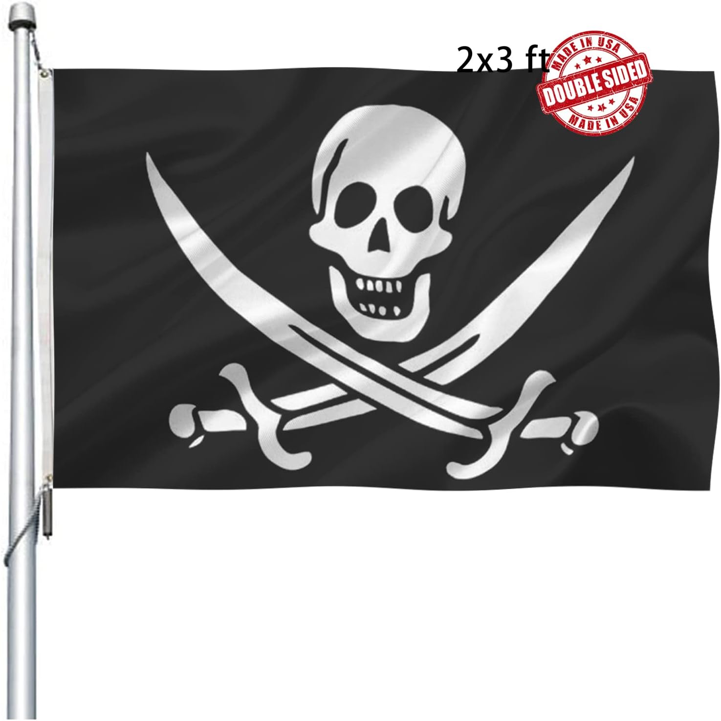Amazon.com : US Flag Store Printed Polyester Pirate Jack Rackham Flag ...