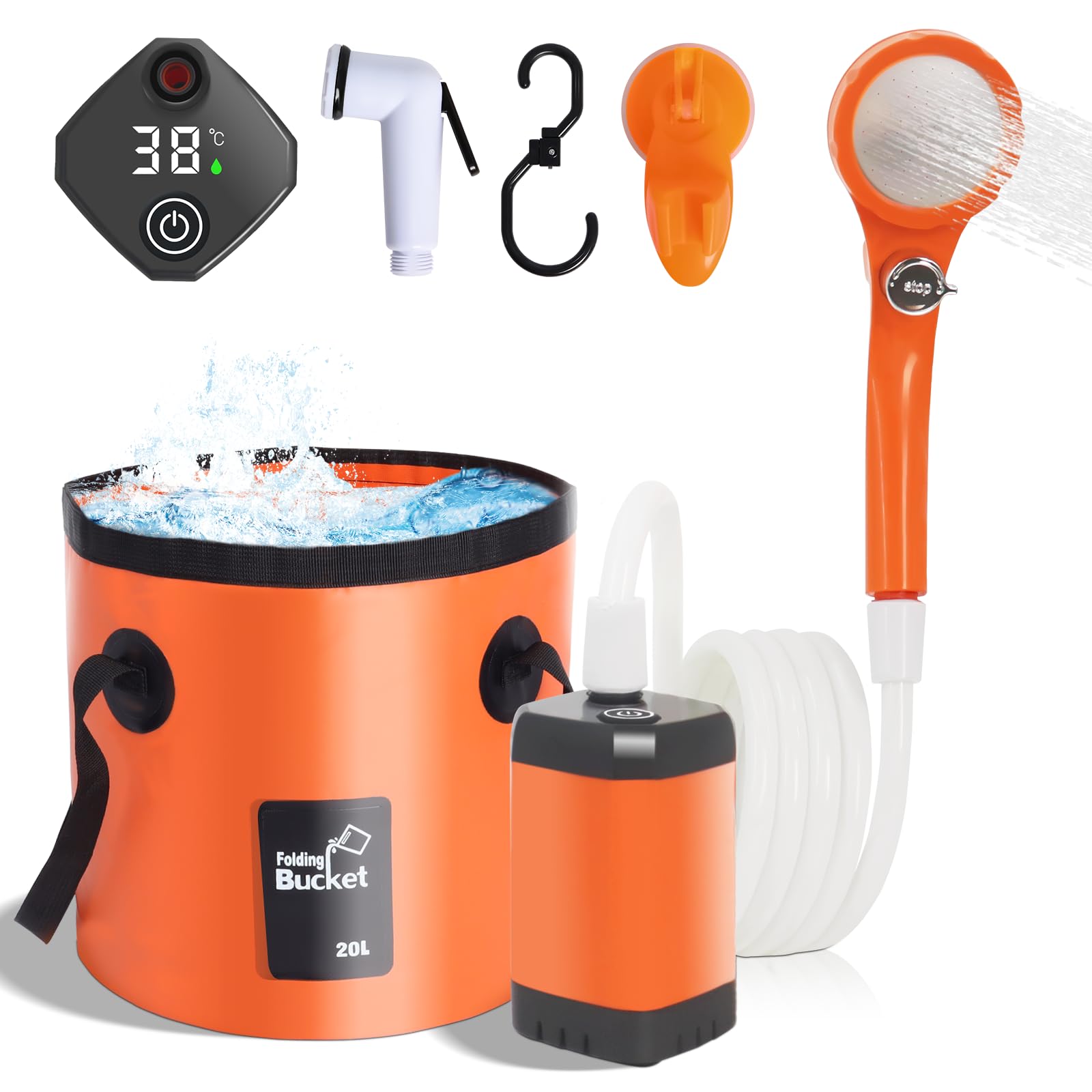 Upgrade Portable Shower Camp Shower，Rechargeable Outdoor Camping Shower ...