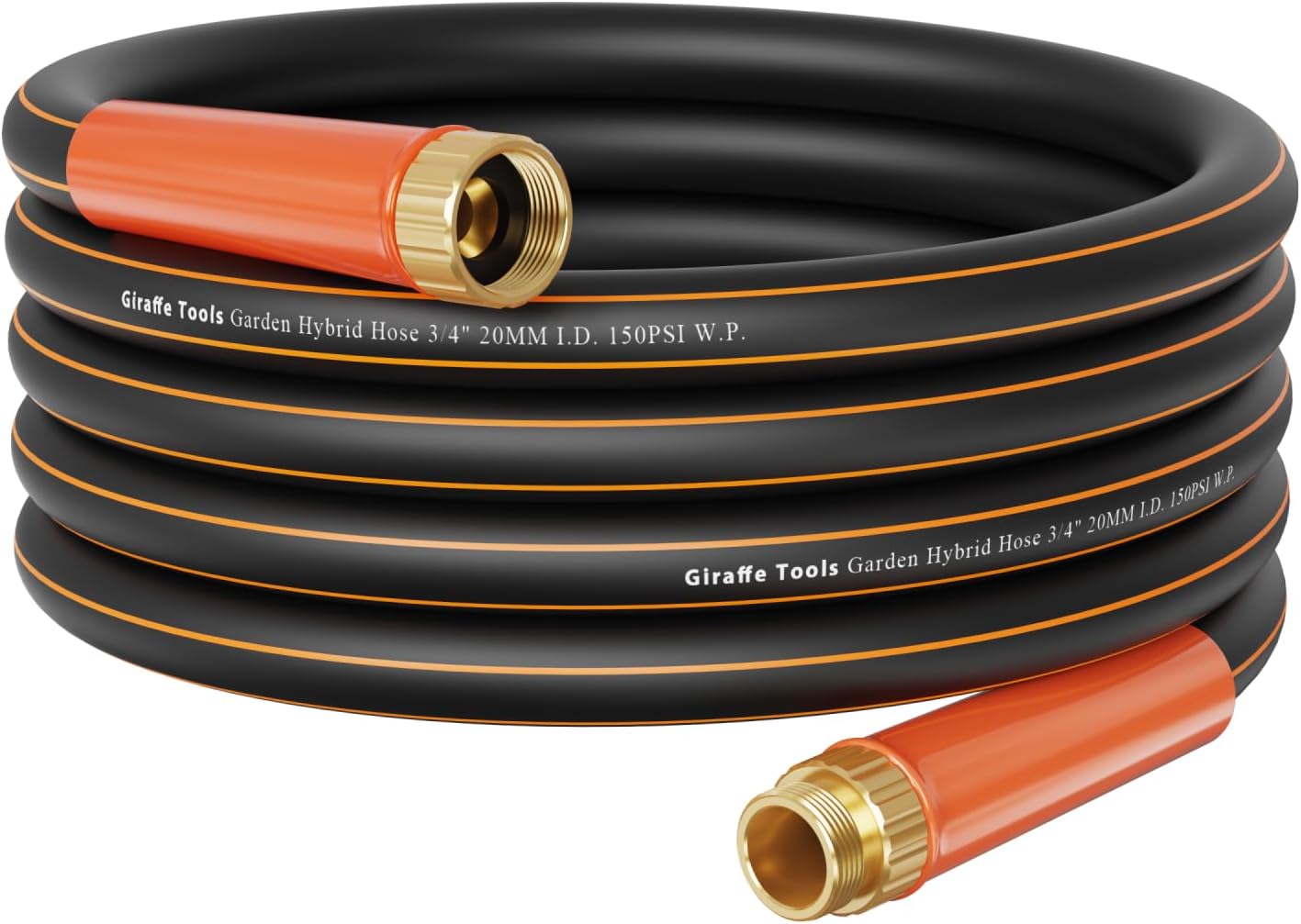 Amazon.com: 3/4" x 50' Garden Hose - Heavy-Duty Contractors Rubber ...
