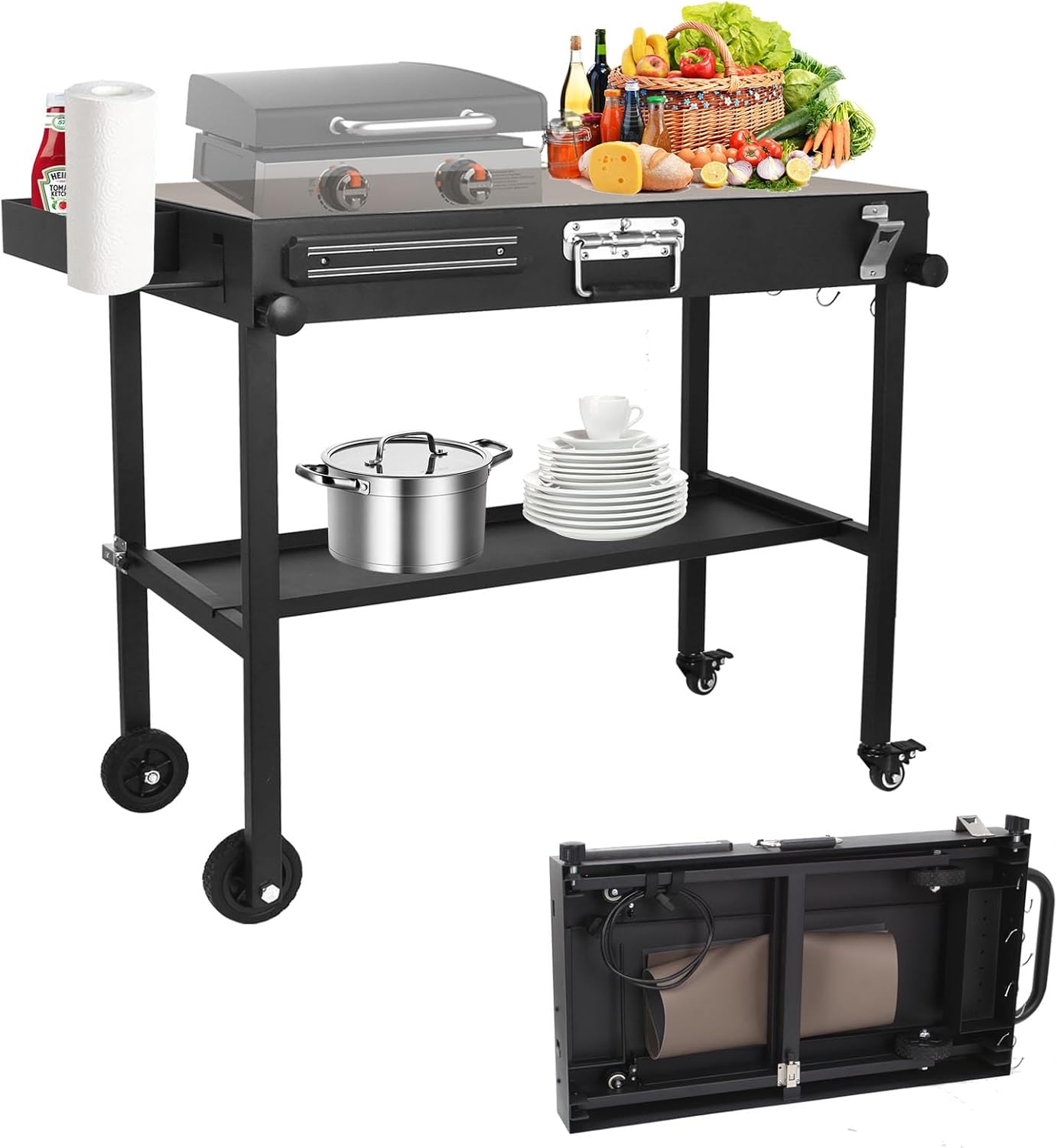 Amazon.com: Sidasu Folding Table Cart for Outdoor Griddle Stand ...