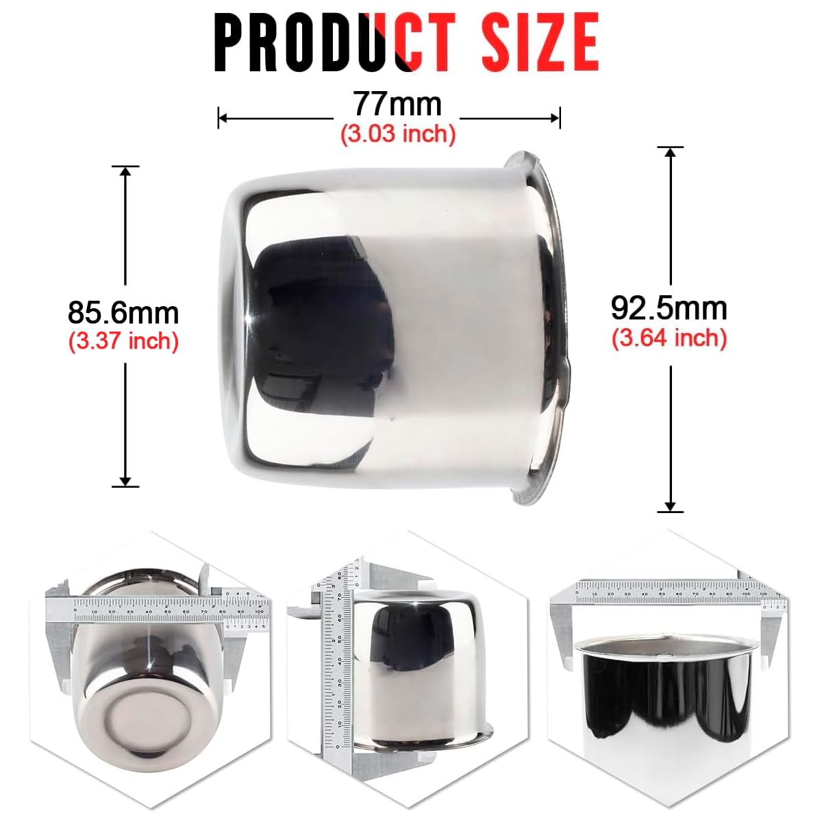 Snapklik.com : 3.37" Stainless Steel Wheel Center Caps Push Through ...