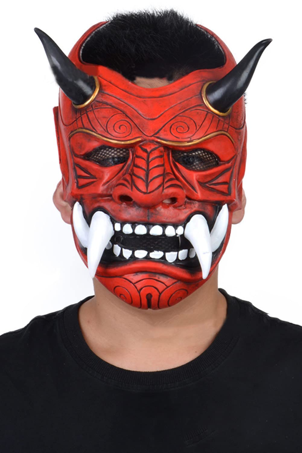 Buy Hannya Red Hannya Cosplay Latex s Japanese White Hannya Horror ...