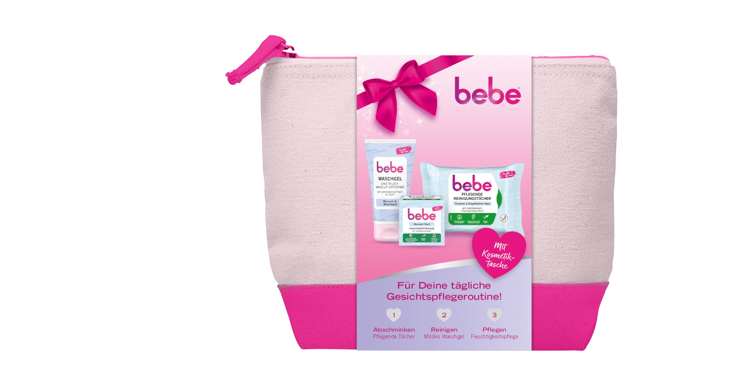 bebe Skincare Set, Pflegende Abschminktücher (25 Tücher), Waschgel (150 ...