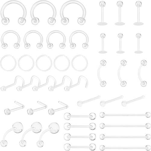 Amazon.com: 48pcs Clear Piercing Retainers Kit: Acrylic Septum Retainer ...