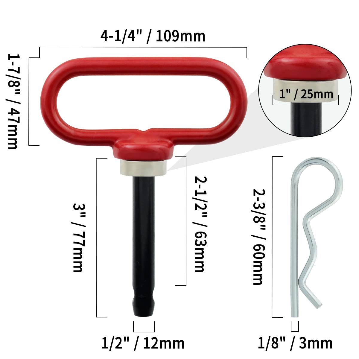 Snapklik.com : Jamiikury Magnetic Trailer Hitch Pin, 1/2 Inch Diameter ...