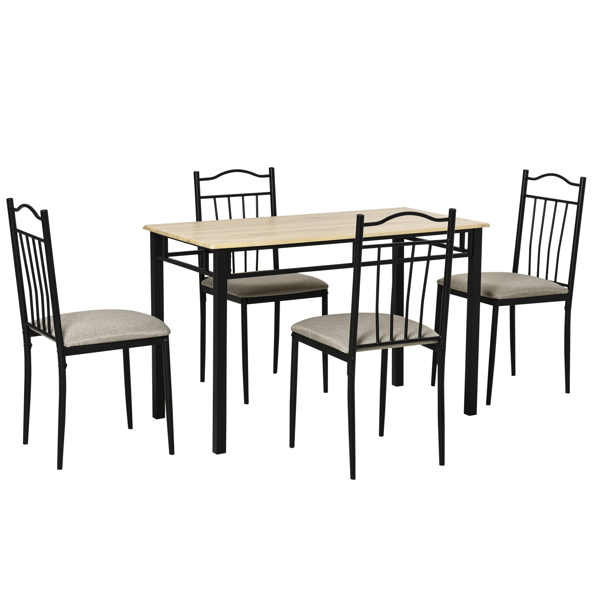 Buy HOMCOM5 Piece Dining Room Table Set With 4 Metal Frame Chairs For