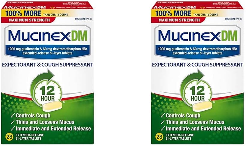 Amazon.com: Mucinex DM Maximum Strength Cough Suppressant & Expectorant ...