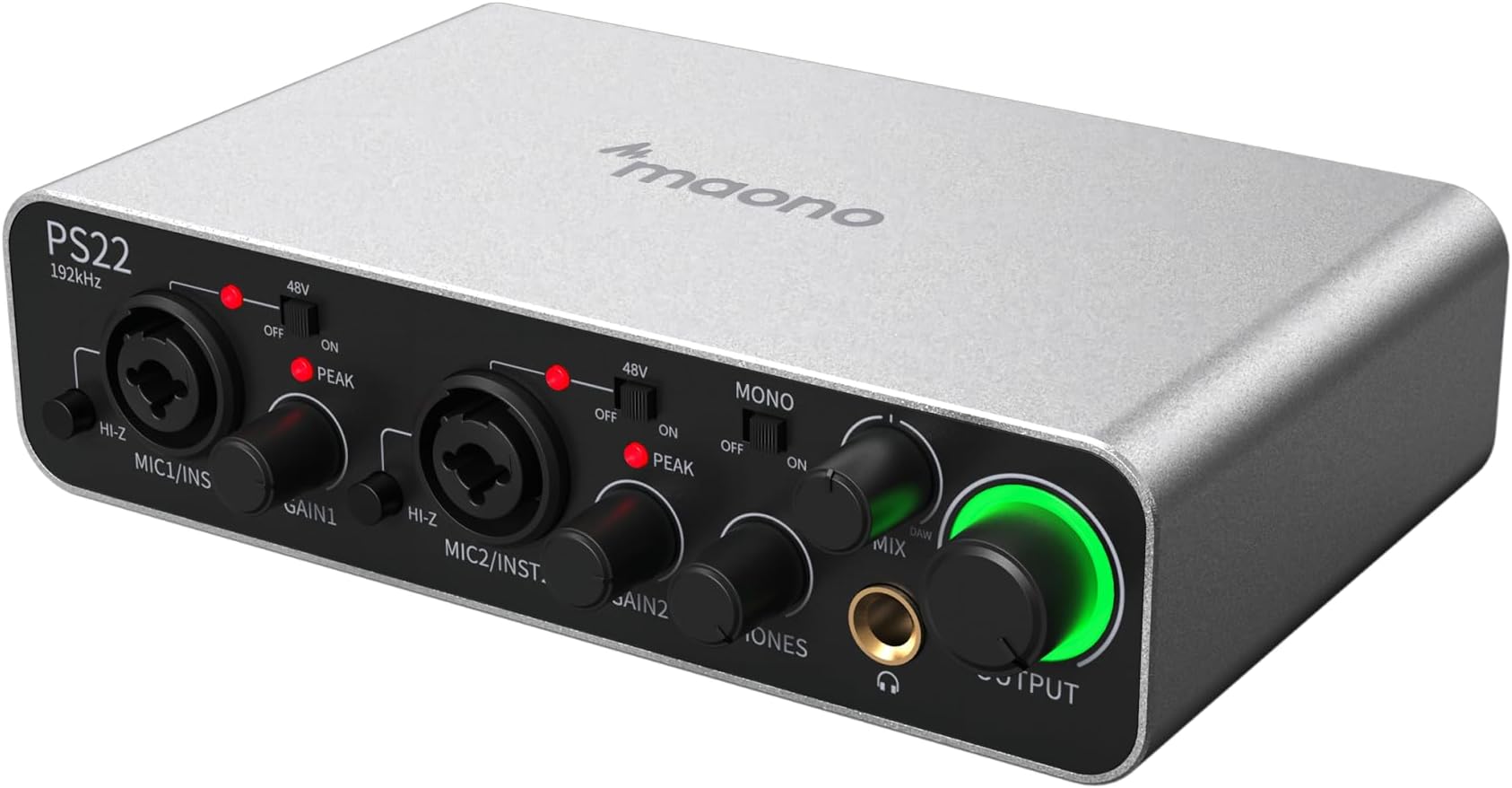 MAONO audio interface, USB Audio Mixer with 60 dB Preamp, 24bit/192kHz ...
