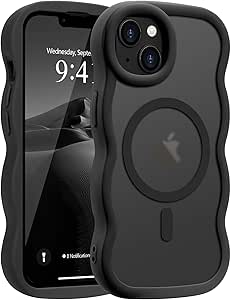 Amazon.com: Pepmune for iPhone 14/iPhone 13 Case, Curly Wave Frame Hard Translucent Matte Clear ...