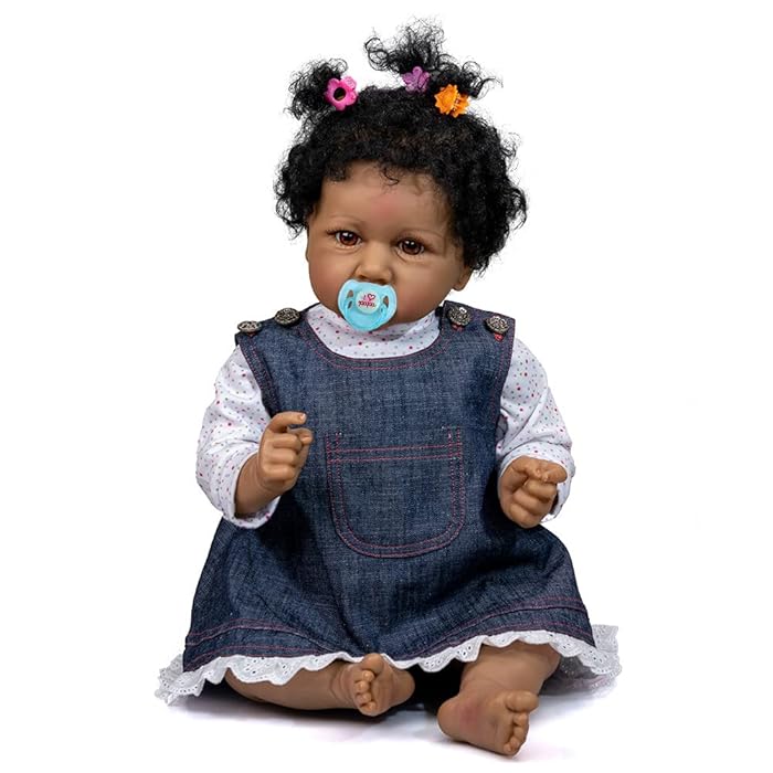 Buy Realistic Full Body Silicone Reborn Baby Dolls Black Girl 22inch ...