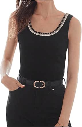 Verdusa Women's Old Money Tank Tops Scoop Neck Sleeveless Fitted Knit ...