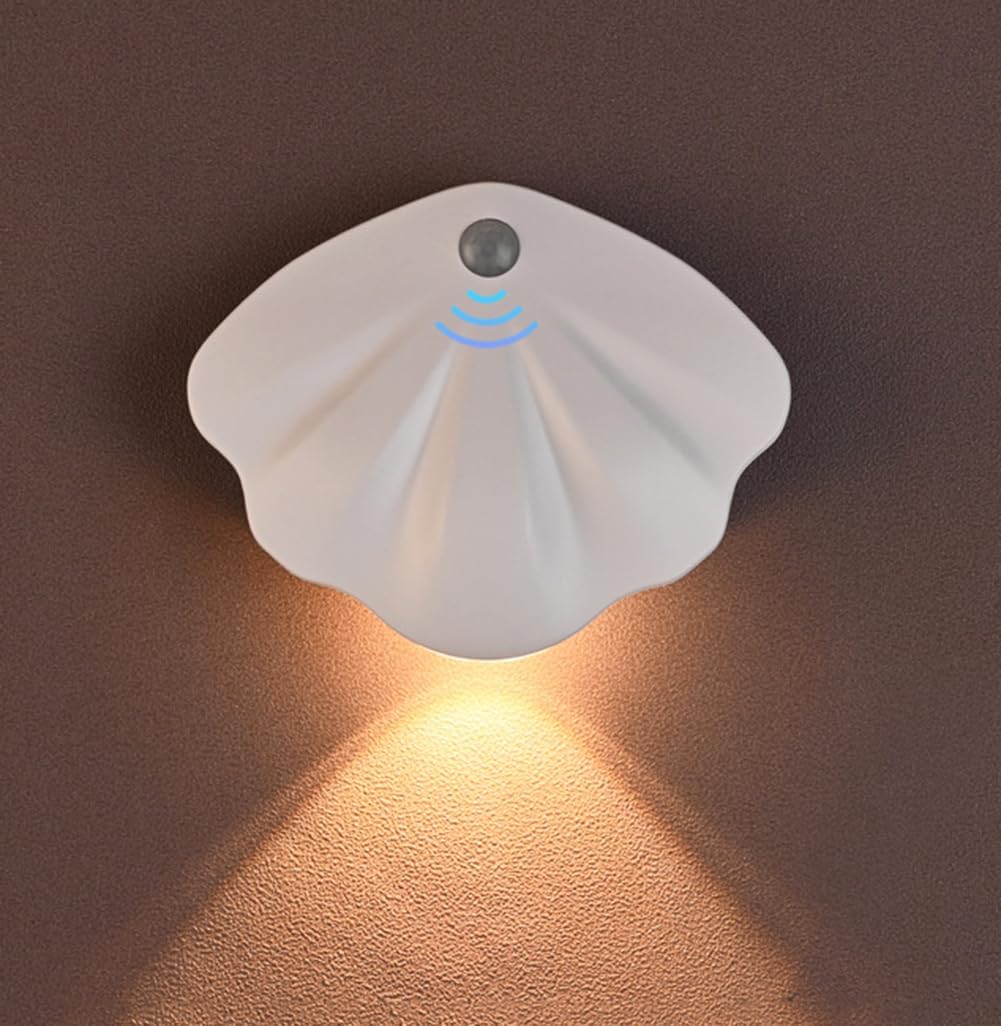 TPWEWRX Indoor Motion Sensor Night Light USB Charging Shell Shaped Wall ...