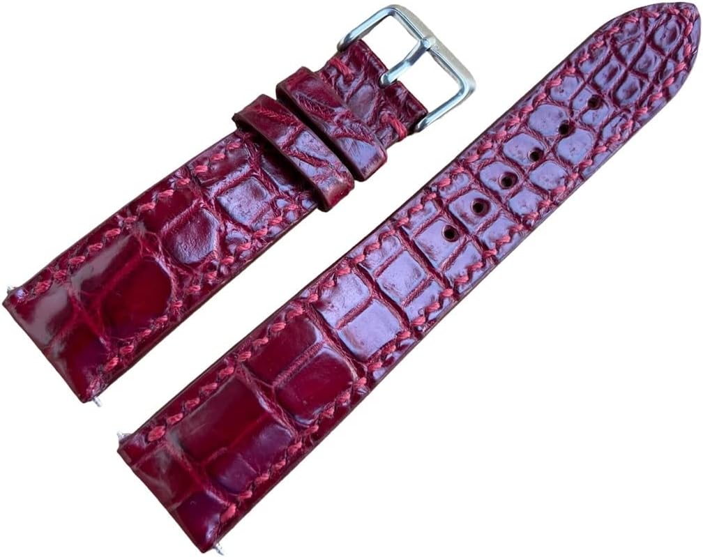 Amazon.com: Genuine Burgundy Crocodile Alligator Leather Skin Watch ...
