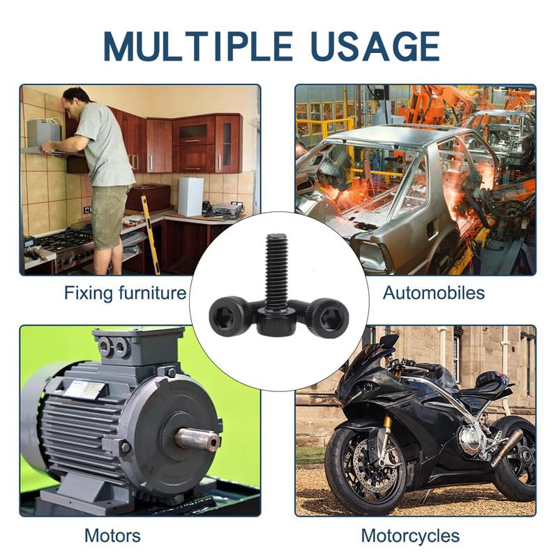 M3 x 25mm Hex Socket Head Bolts, Black Stainless Steels Allen Thread ...