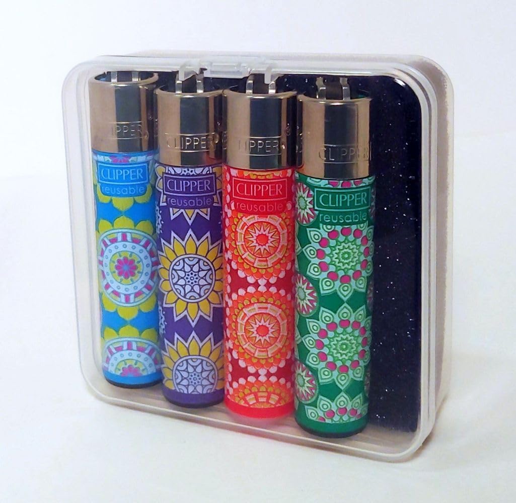 Amazon.com: Generic Clipper Lighters - Geometric Flowers - Set of 4 ...