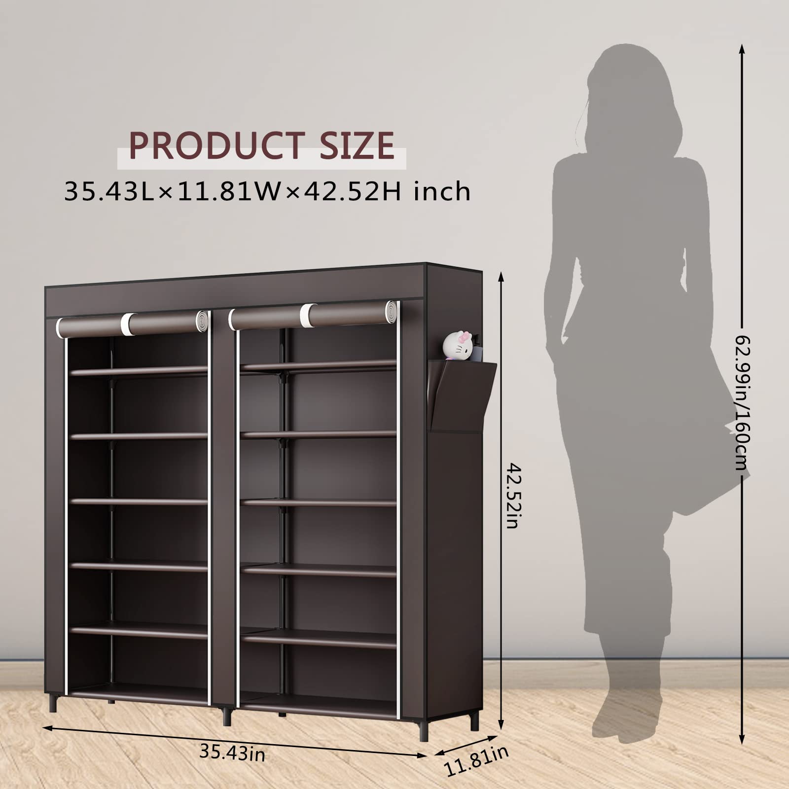 YIZAIJIA Shoe Rack Storage Organizer 6 Tier 24-36 Pairs Portable Metal ...