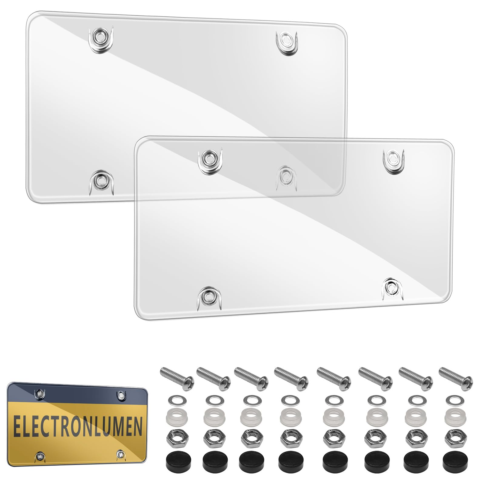 Amazon.com: ElectronLumen Clear License Plate Covers Holder Fits ...