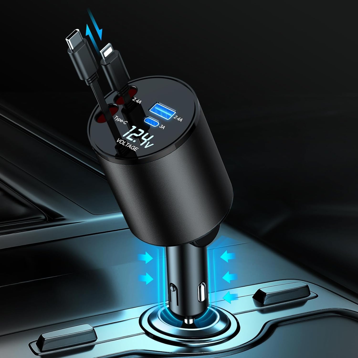 Amazon.com: Retractable Car Charger, 4 in 1 Super Fast Car Phone ...