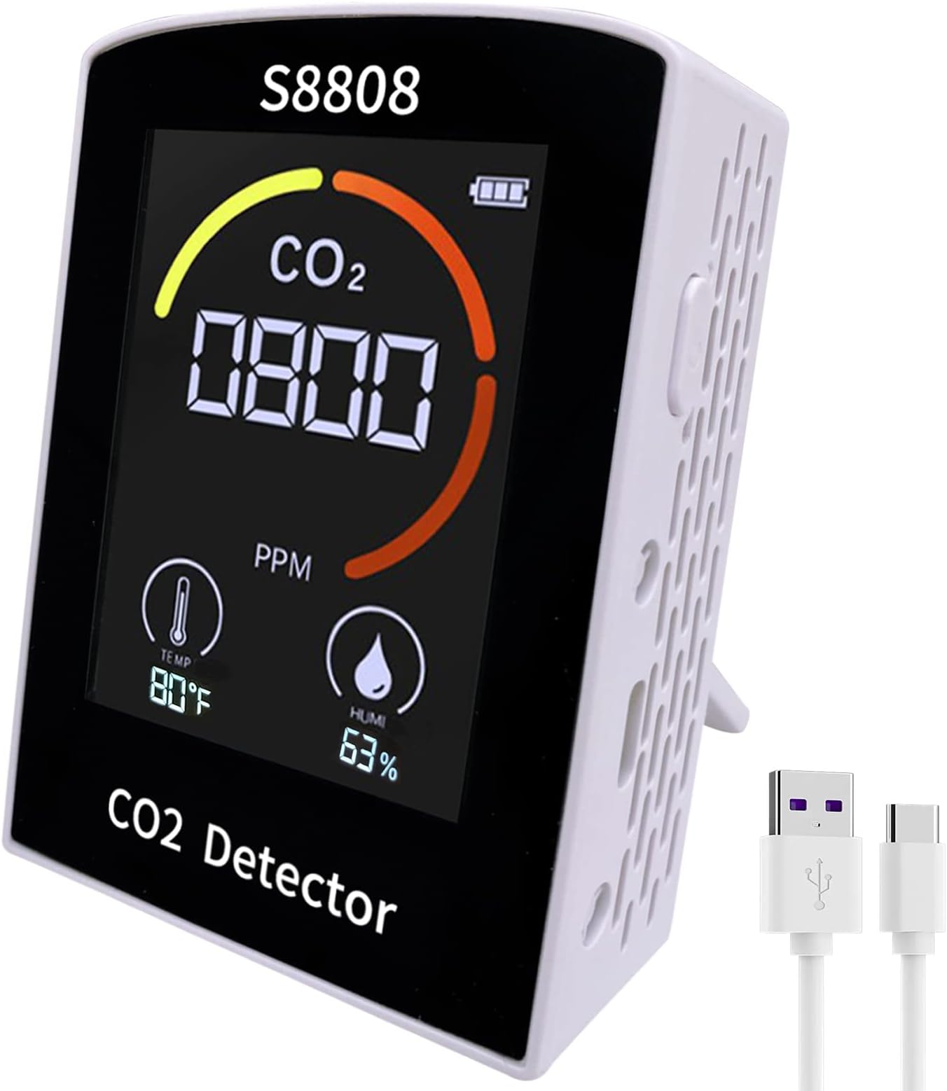 Amazon.com: 3 in 1 Real time CO2 Detector Plug in USB,CO2 Monitor ...