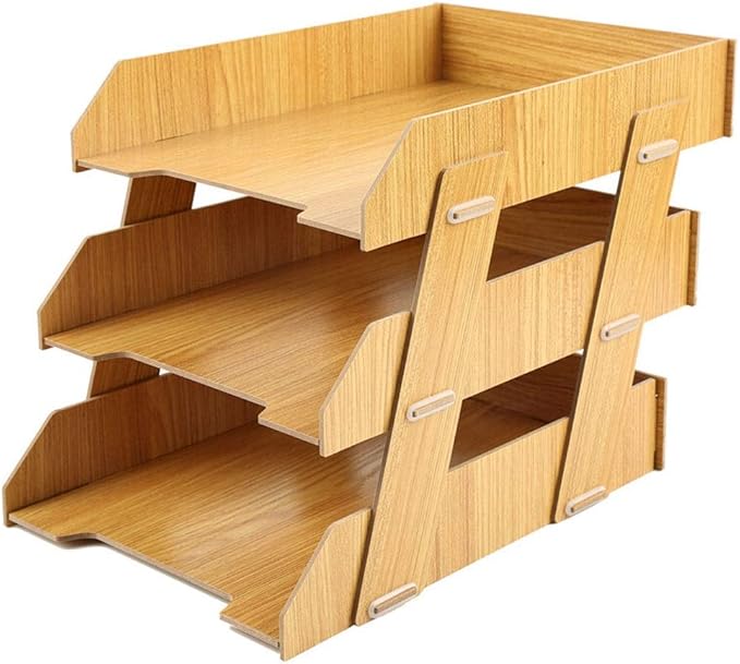 File Rack for Desk Wooden File Rack 3-layer Folder Storage Rack ...