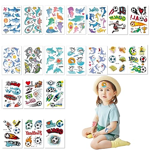 PLATEYTR 20 Pieces Cartoon Tattoo Stickers Temporary Tattoos for Kids ...