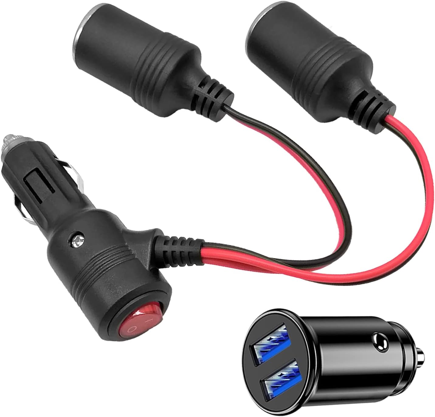 Hoembpn 1 to 2 Car Cigarette Lighter Splitter Adapter Power Charger ...