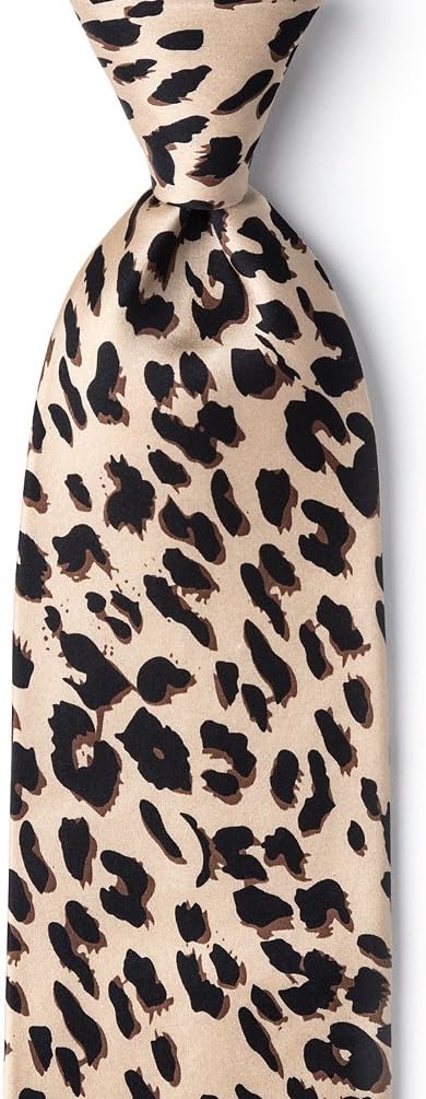 Tan/Taupe Silk Tie | Leopard Print Necktie at Amazon Men’s Clothing ...