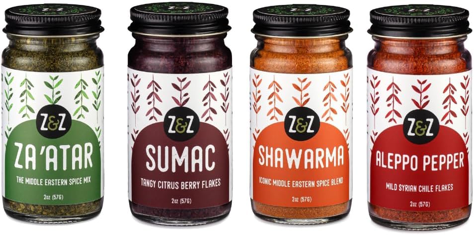 Amazon.com : 2-Oz Z&Z Spice Jar Bundle (Za'atar, Sumac, Shawarma, and ...